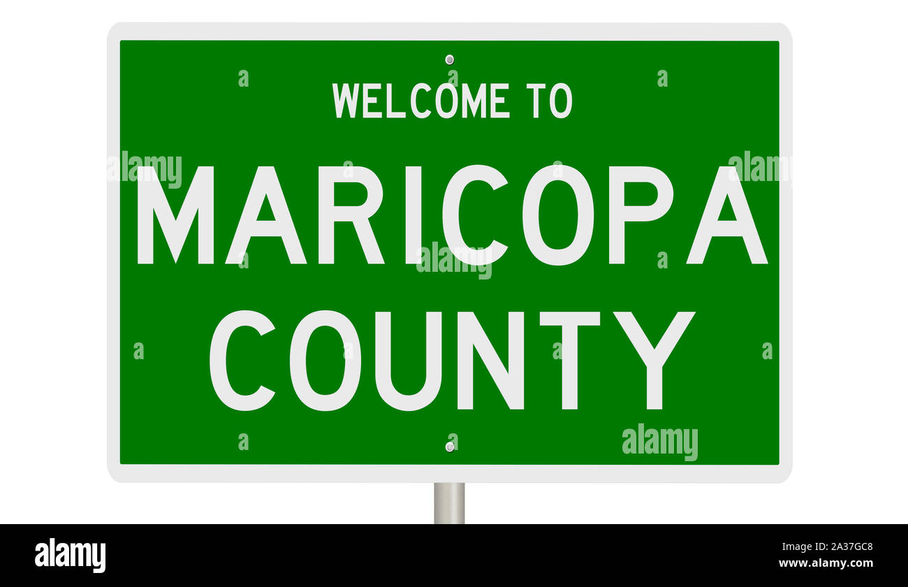 Rendering of a green 3d highway sign for Maricopa County in Arizona ...