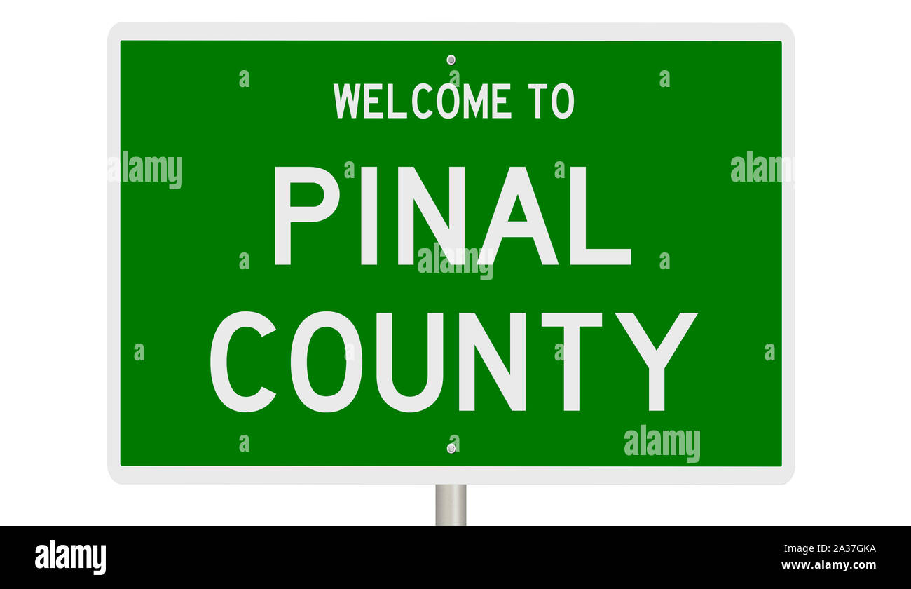 Rendering of a green 3d highway sign for Pinal County in Arizona Stock ...