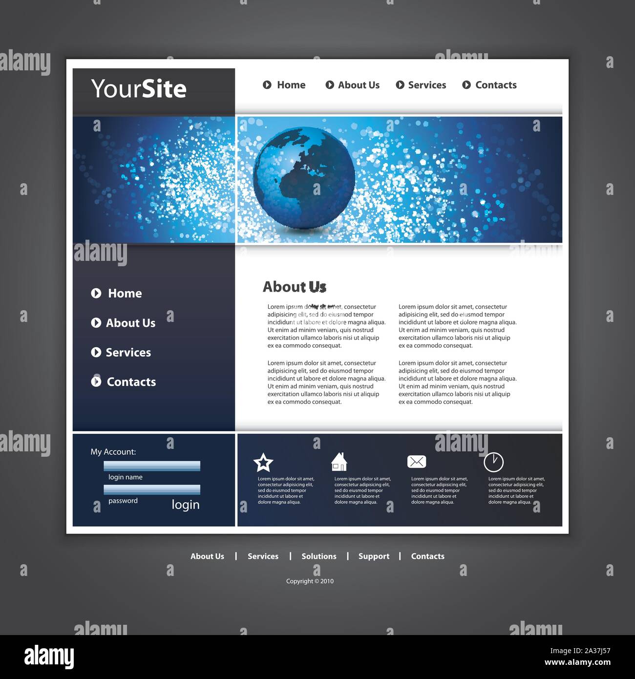 Abstract Dark Blue Modern Style Business Web Site Design Template with ...