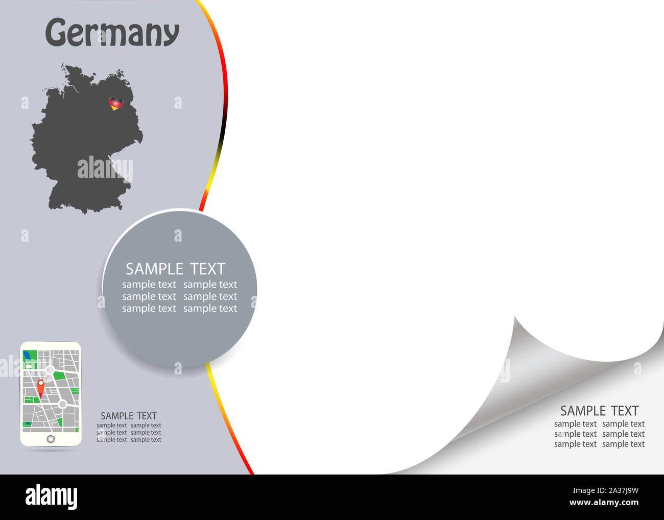 Travel Germany template vector in gray color showing the blind German ...