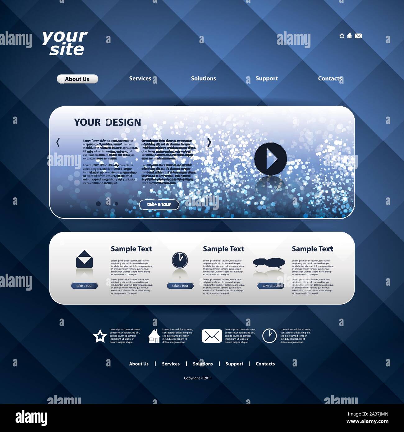 Abstract Dark Blue Modern Styled Media or Technology Web Site Design ...