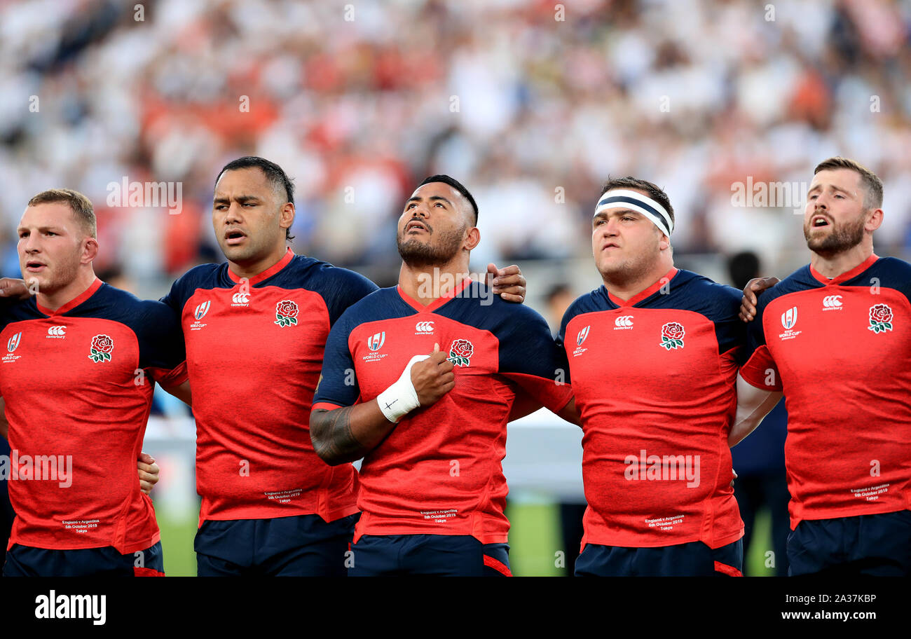 Left to right, England's Sam Underhill, Billy Vunipola, Manu Tuilagi ...