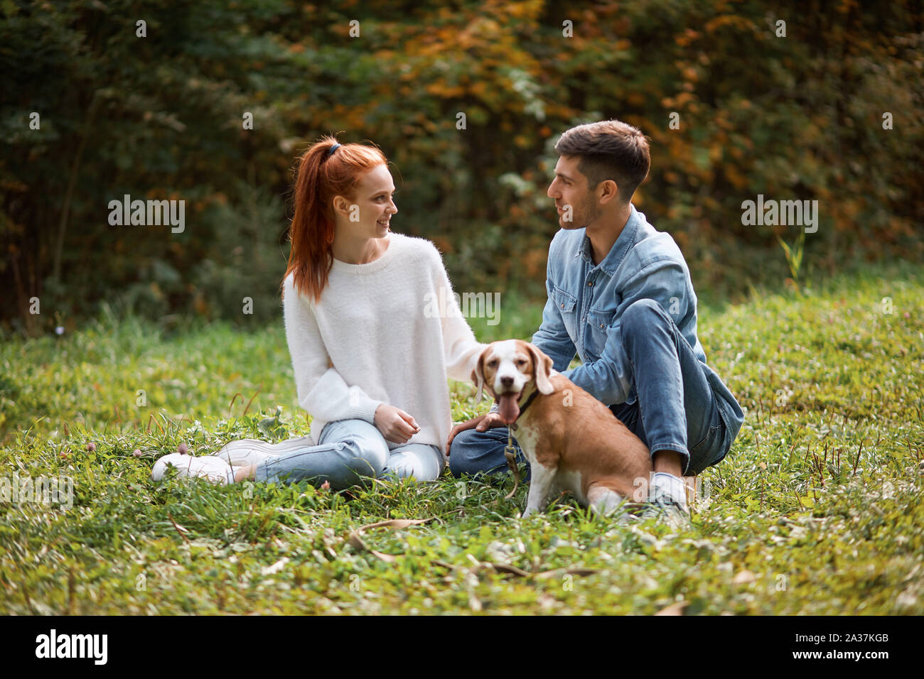 young romantic couple enjoying spending time in the fresh air,amorous ...