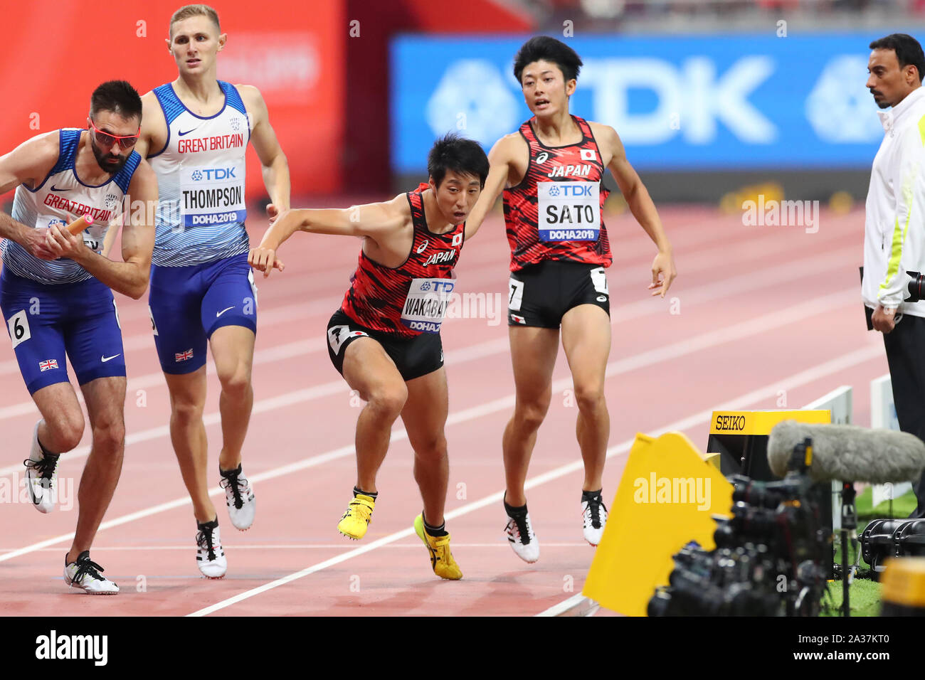 Doha, Qatar. 5th Oct, 2019. (L to R) Kota Wakabayashi, Kentaro Sato ...