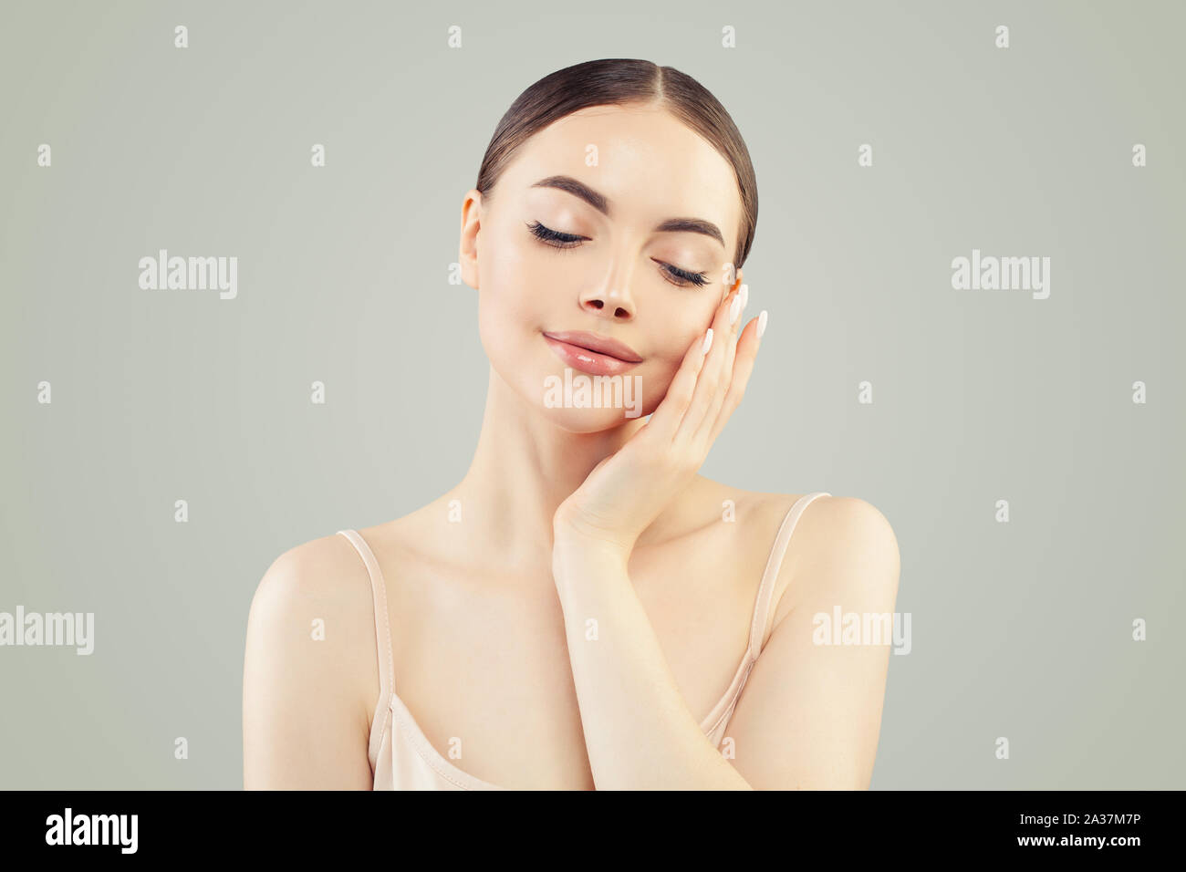 Female model face. Young beautiful woman portrait Stock Photo - Alamy