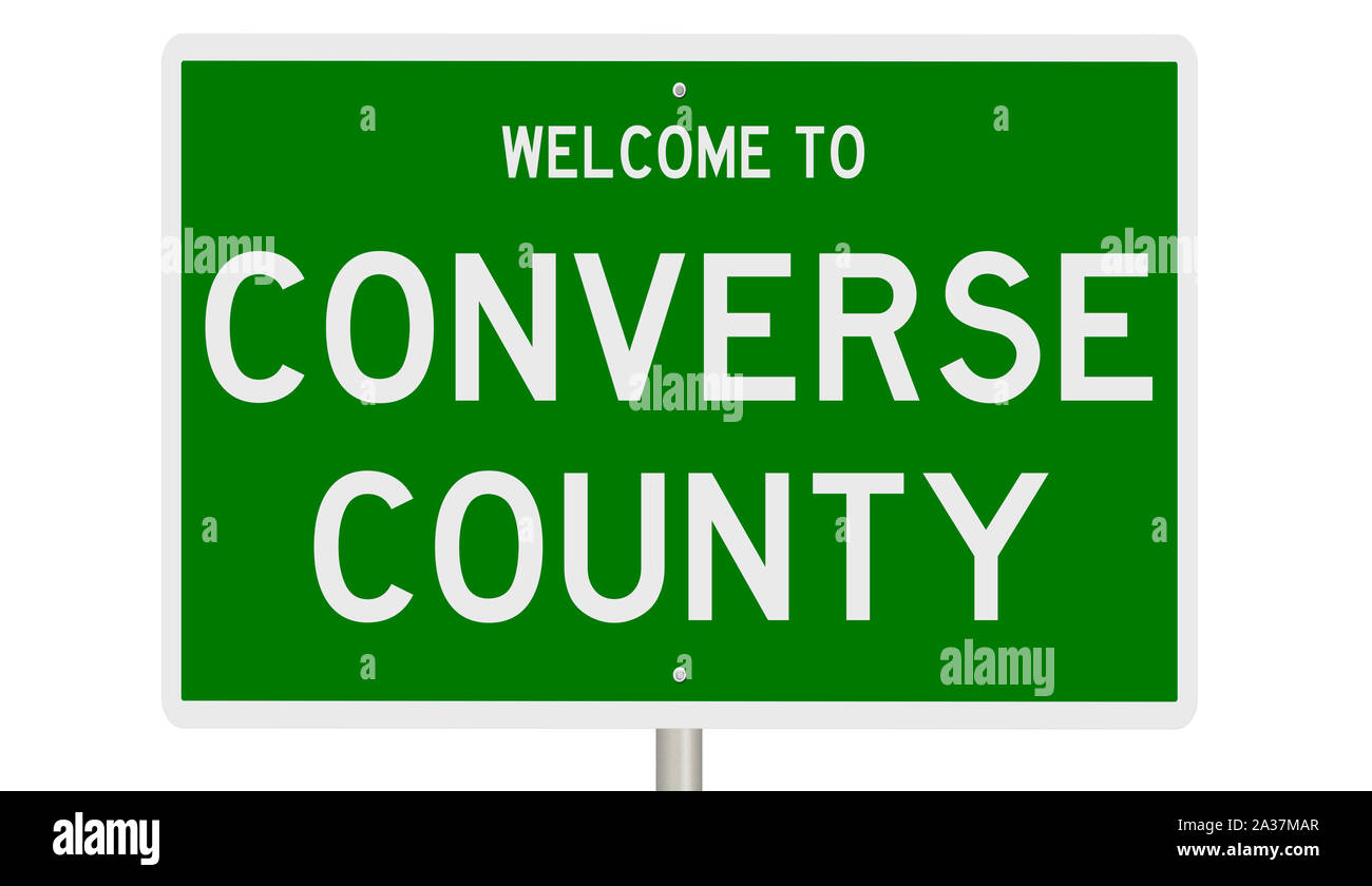 Rendering of a green 3d highway sign for Converse County Stock Photo ...