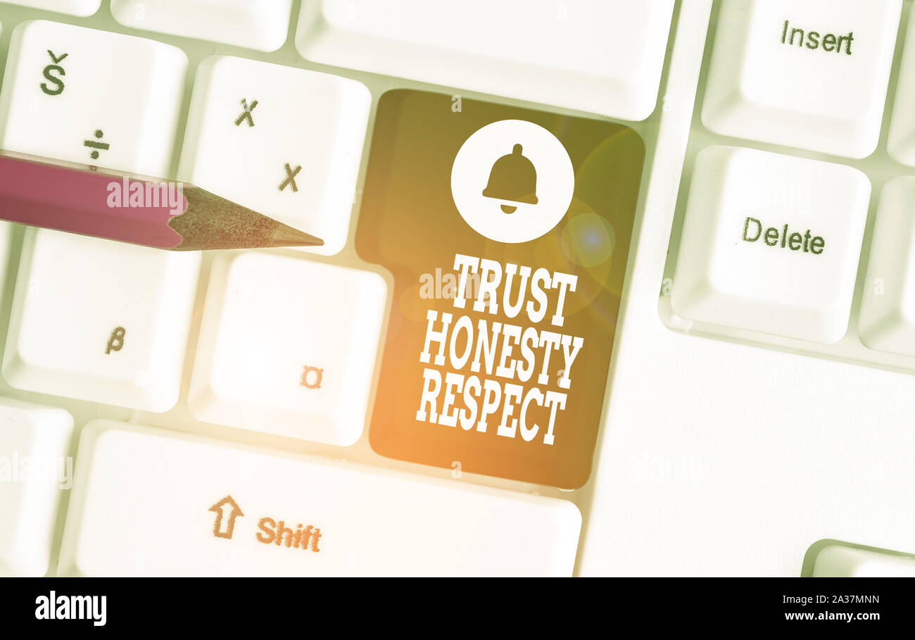 Conceptual hand writing showing Trust Honesty Respect. Concept meaning ...