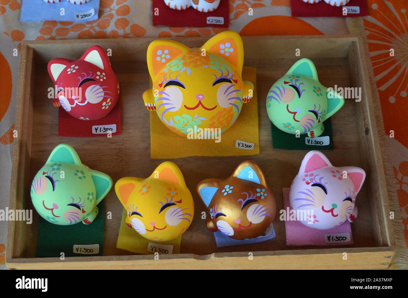 PAINTED MANEKI-NEKO (BECKONING CATS) AT HIDA FOLK VILLAGE, JAPAN Stock ...
