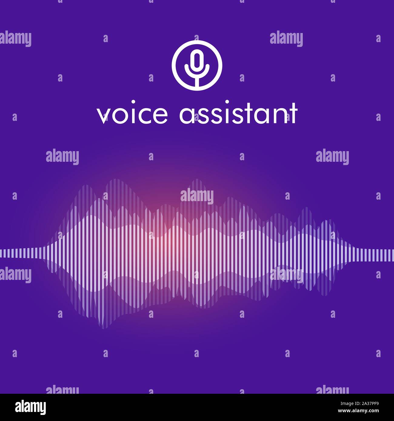 Microphone button with bright voice and sound imitation waves ...