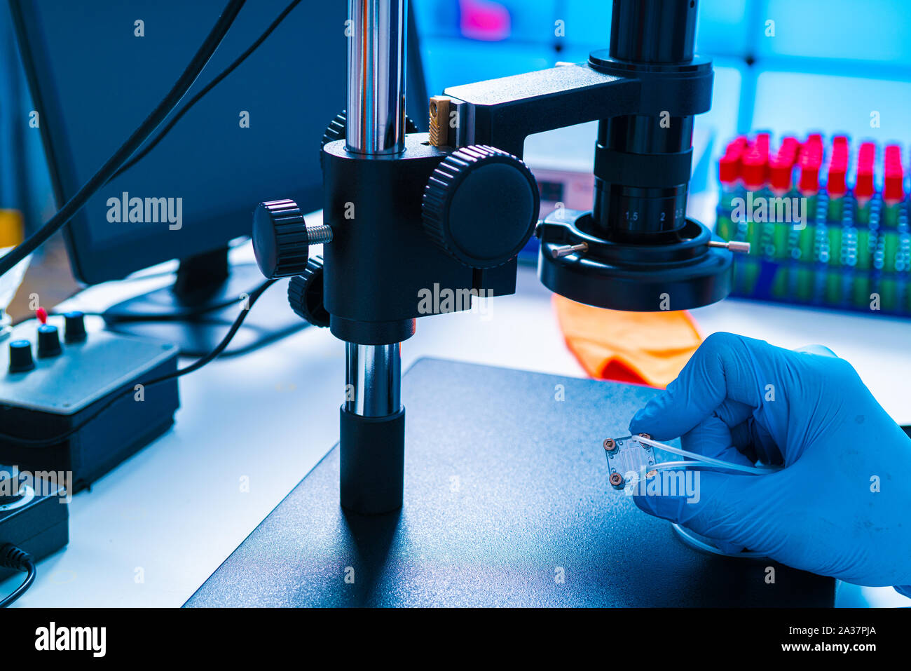 Design development Lab On Chip device in microfluidic lab Stock Photo ...