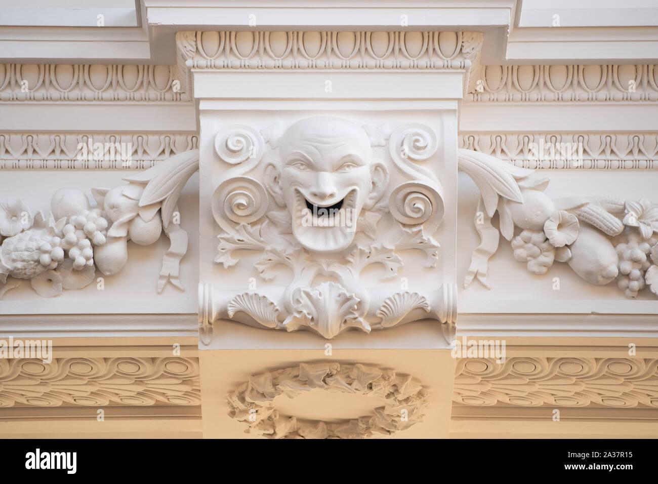 Detail of newly refurbished Grade 1 listed ceiling in the main gallery ...