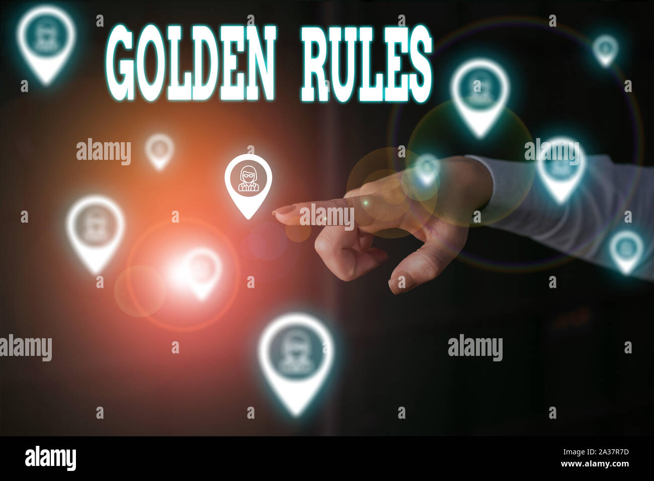 Writing note showing Golden Rules. Business concept for basic principle ...