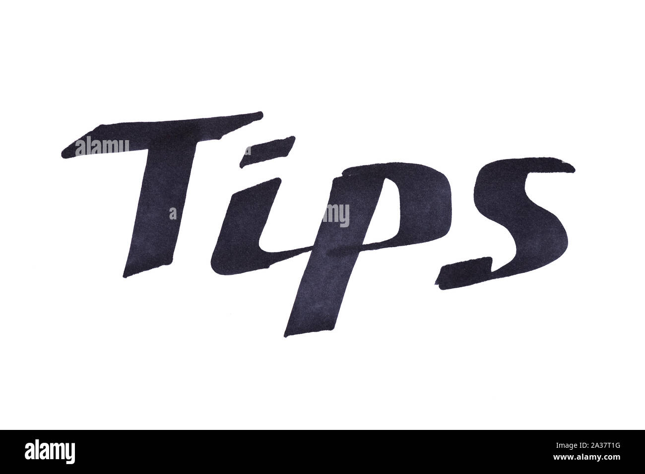 Tips inscription made by black marker isolated on white background ...