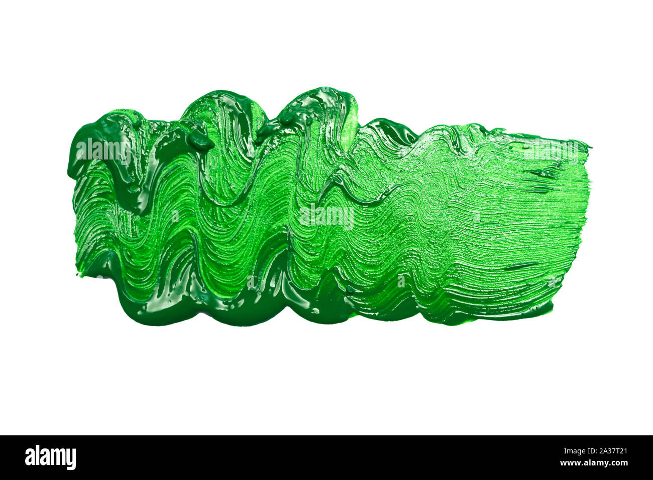 Green acrylic paint smear isolated on white background Stock Photo - Alamy