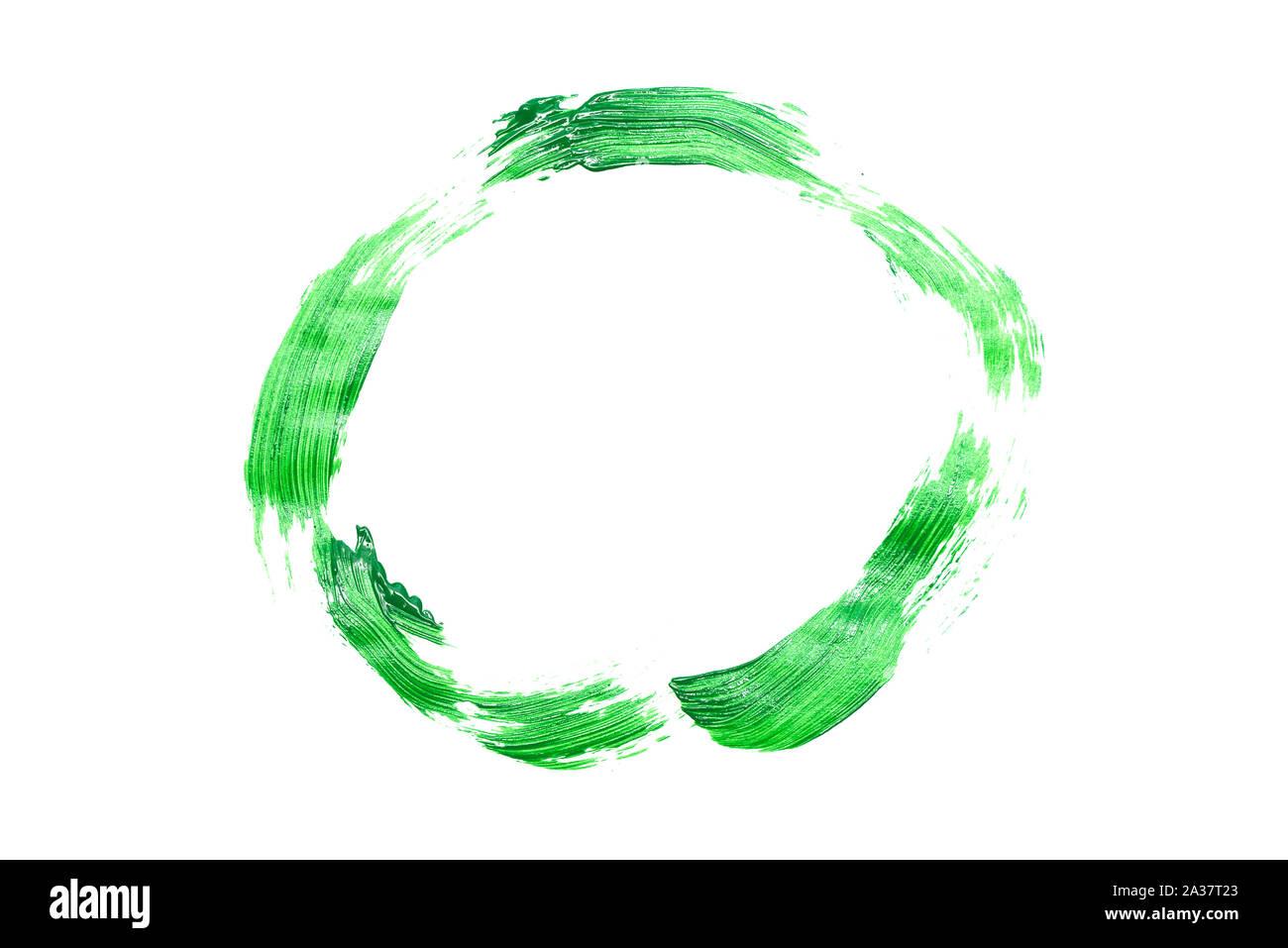 Green acrylic paint smear frame isolated on white background Stock ...