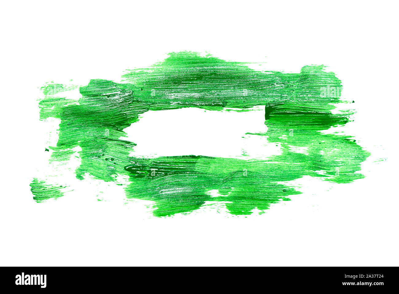 Green acrylic paint smear frame isolated on white background Stock ...