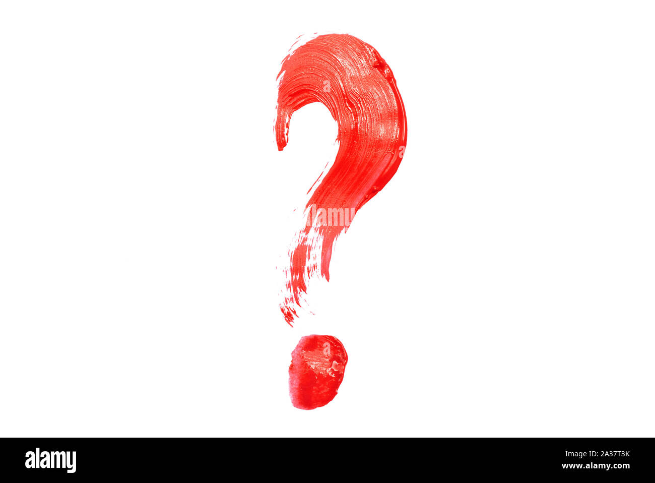 Question mark by red paint strip isolated on white background Stock ...
