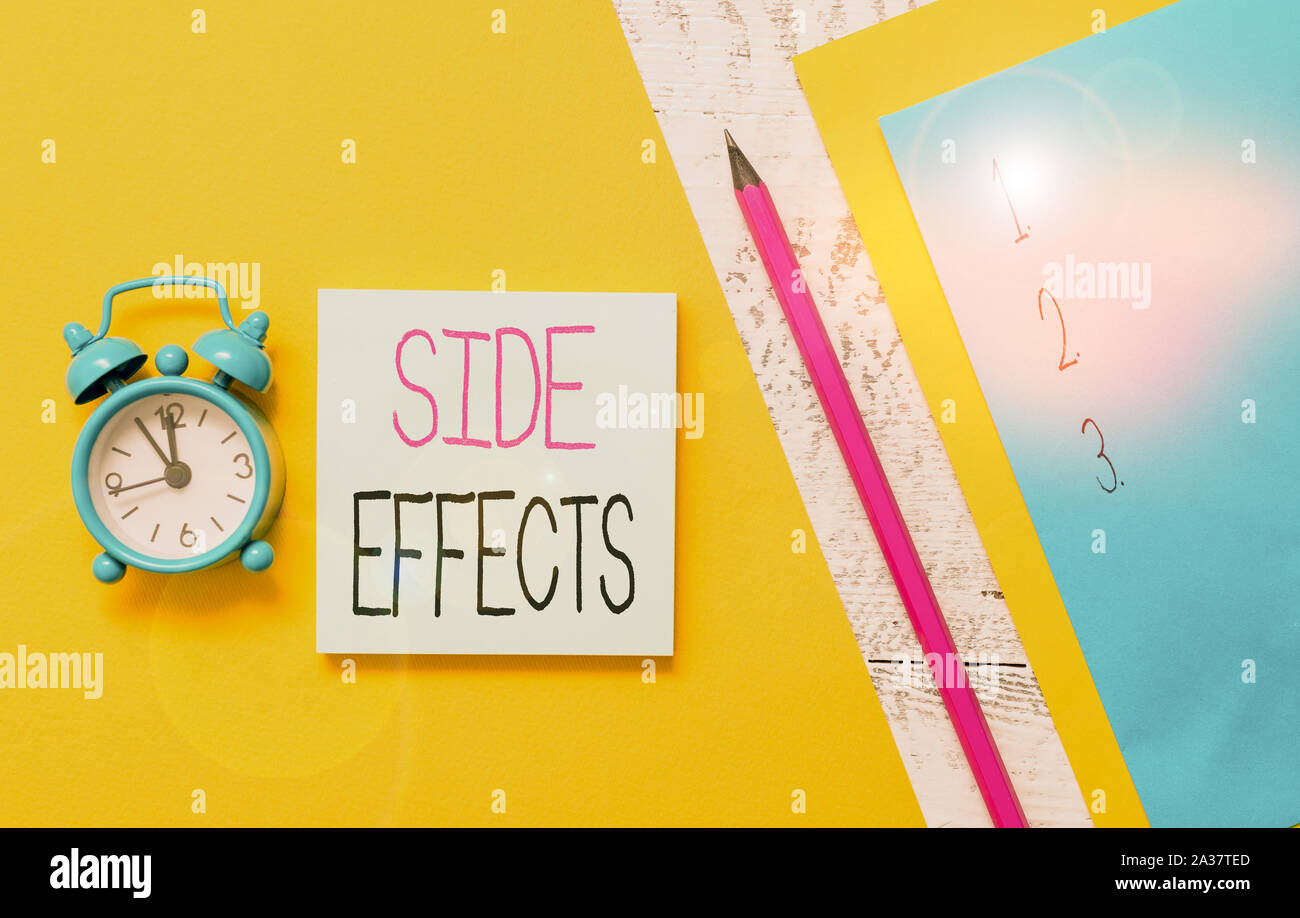 Conceptual hand writing showing Side Effects. Concept meaning secondary ...