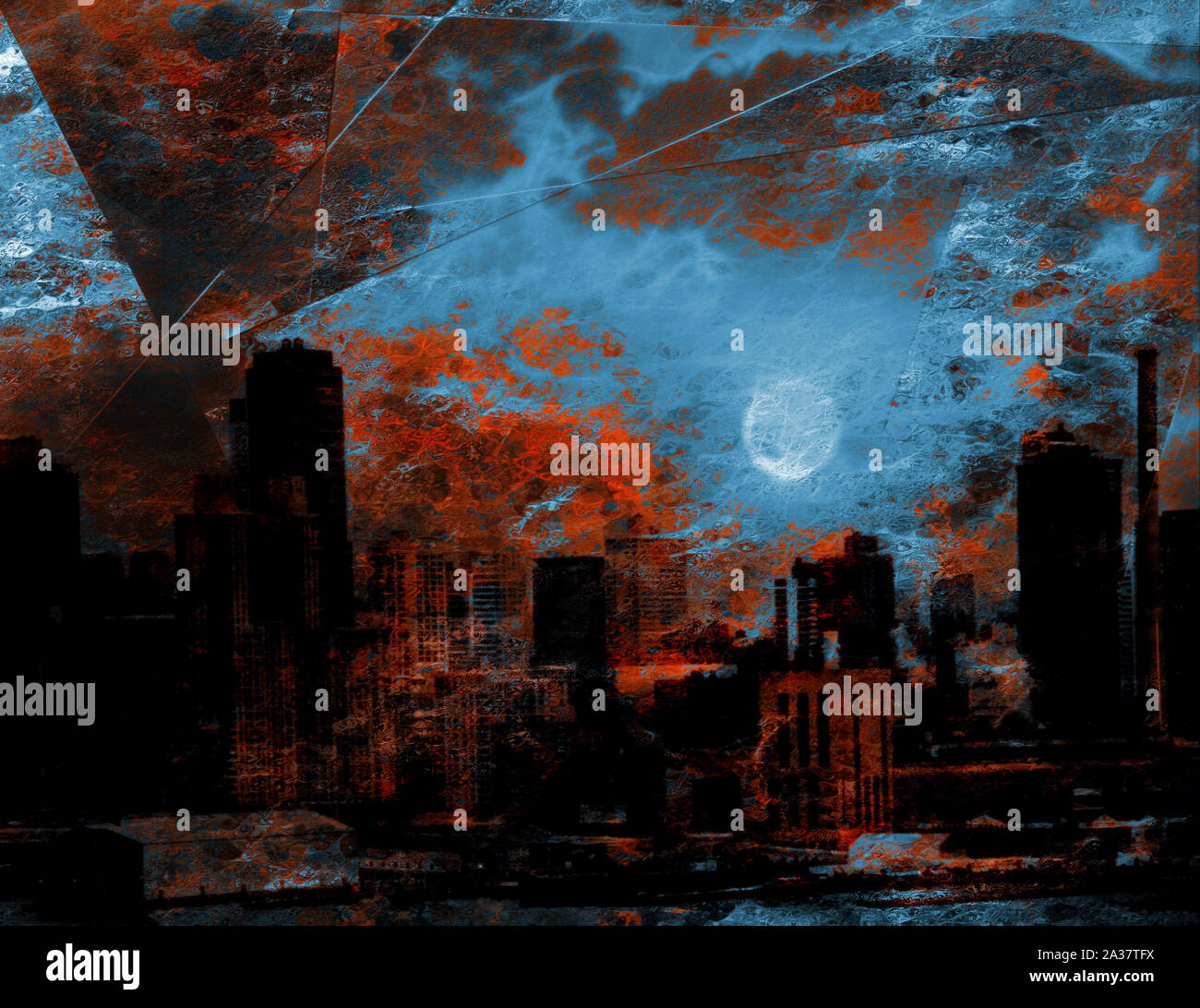 NYC Waterfront abstraction. Modern digital art Stock Photo - Alamy