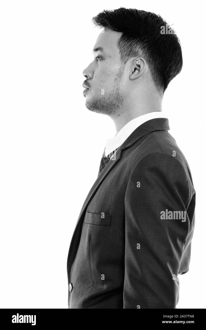 Side profile asian man Black and White Stock Photos & Images - Alamy