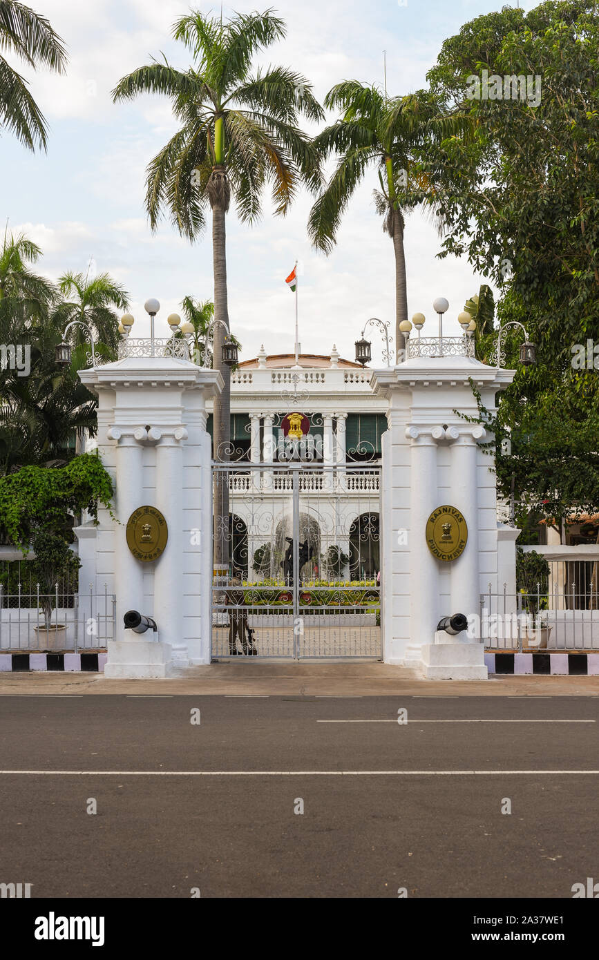 Pondicherry/India- September 4 2019: Raj Nivas, the official residence ...