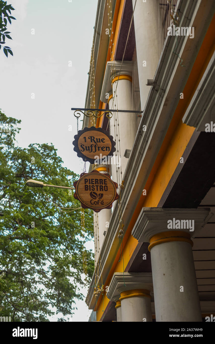 Pondicherry/India- September 3 2019:1 Rue Suffren Cafe in the Union ...