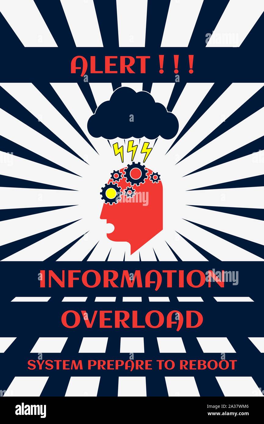 Fun cyberpunk poster. Alert!!! Information overload. System prepare to ...