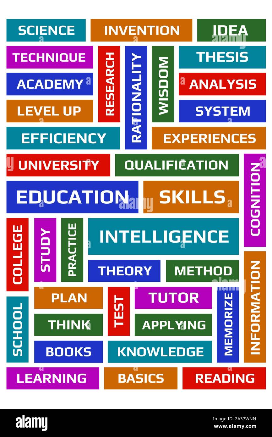 Education word collage poster. Over white background Stock Vector Image ...