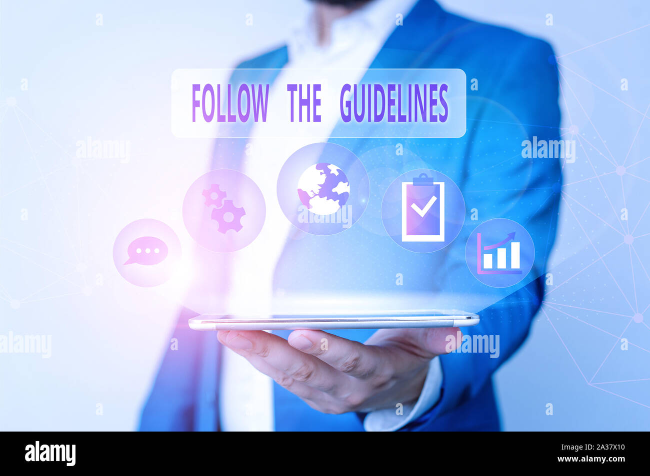 Conceptual hand writing showing Follow The Guidelines. Concept meaning ...