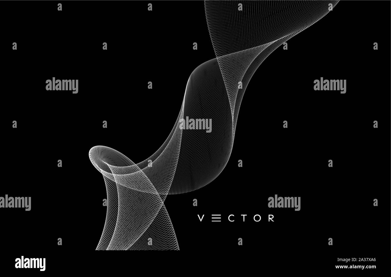Stream of smoke consisting of small particles. Abstract grid design ...
