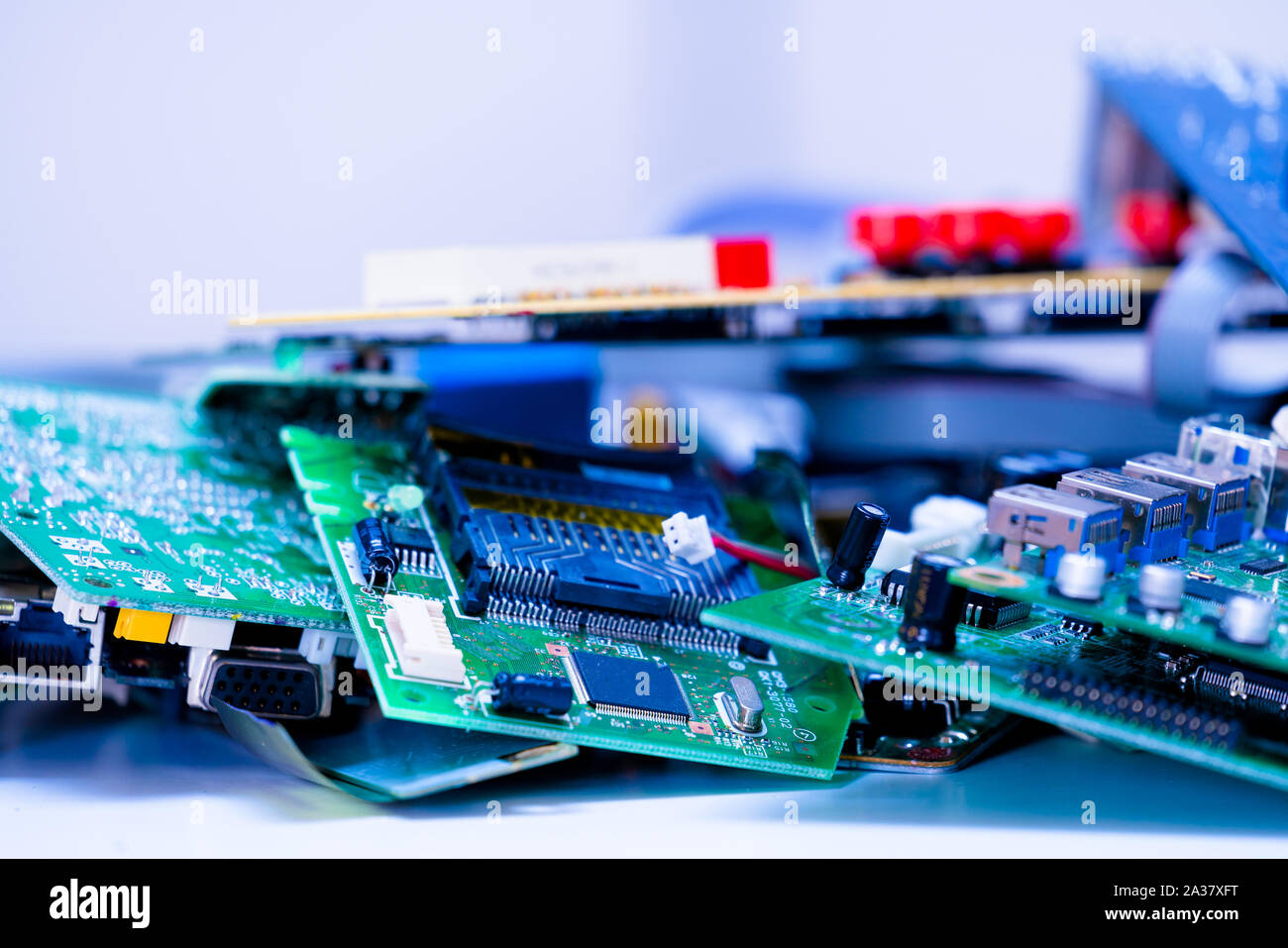 electronic PCB garbage as background from recycle industry and old ...