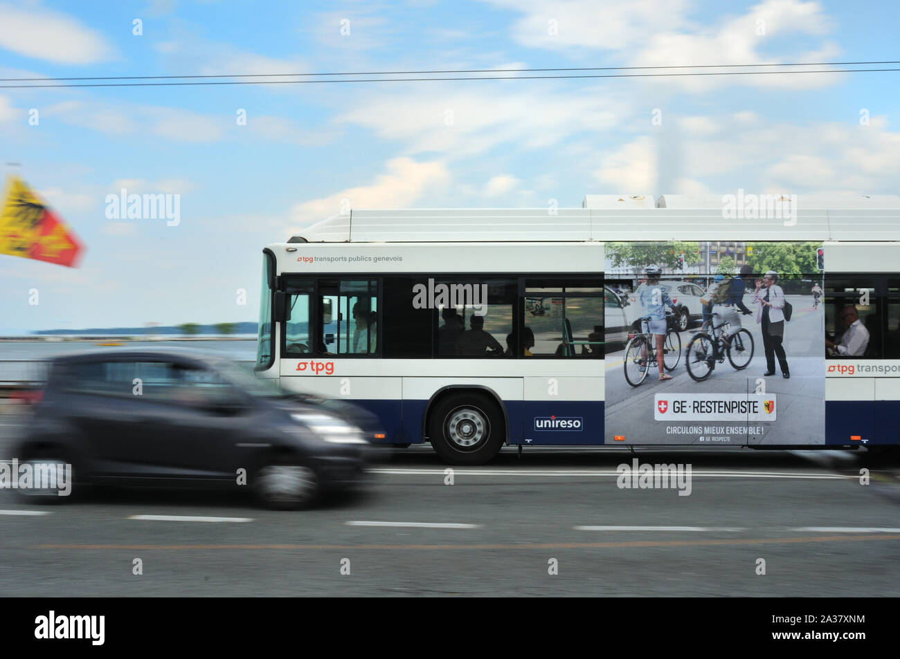 Geneva's public transportation bus promoting bikes with a simple ...