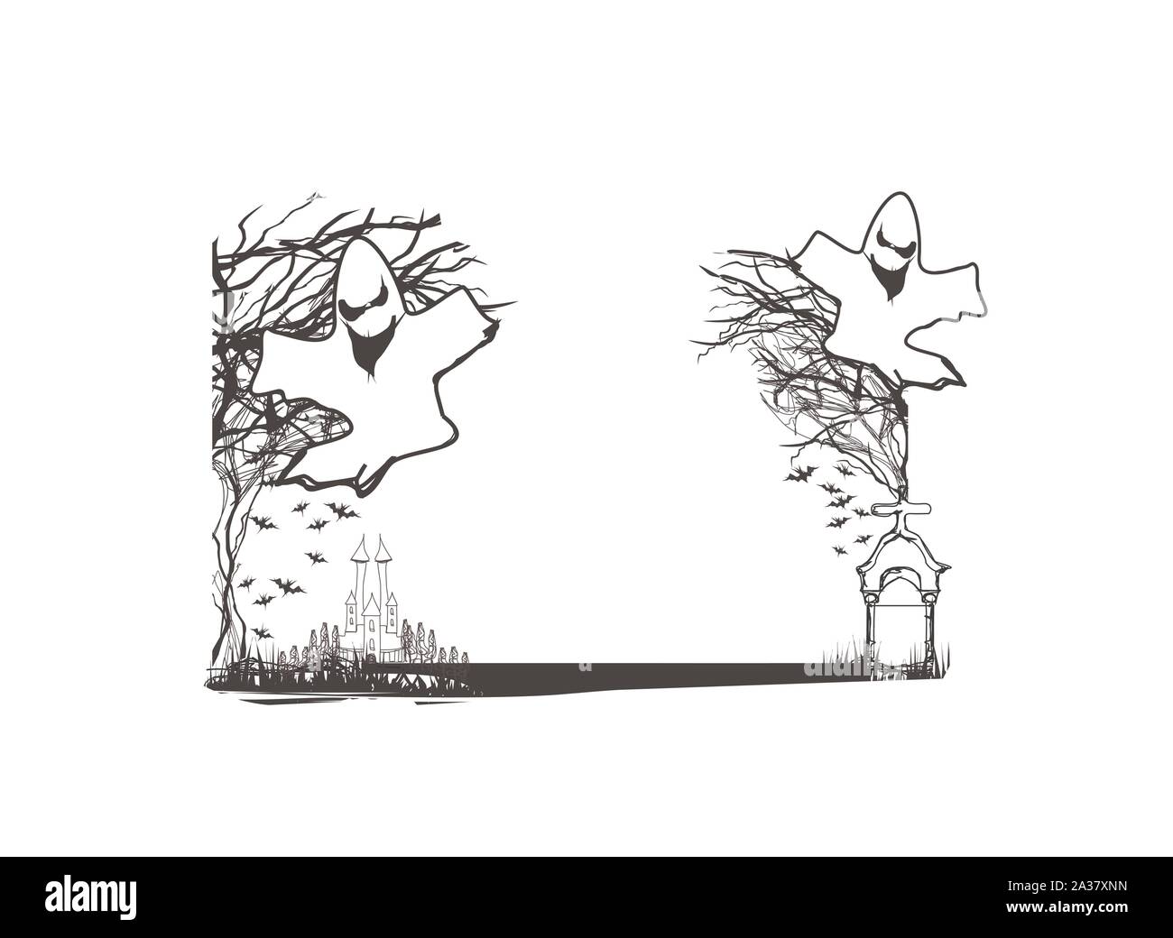 Black tree ghosts design Stock Vector Images - Alamy