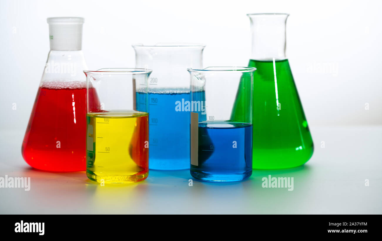 flasks and test tubes in a chemistry laboratory Stock Photo - Alamy