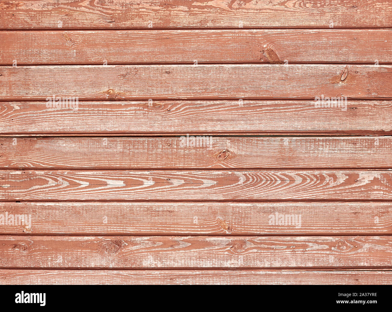 Wooden faded house wall painted in dark red or living coral, abstract ...