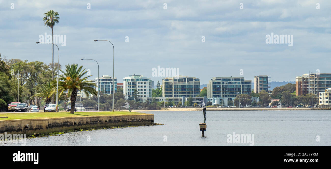 Mounts Bay Rd along Kings Park escarpment and High density high rise ...