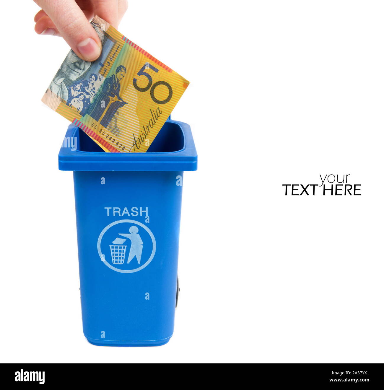 Australian money in the garbage bin Stock Photo - Alamy