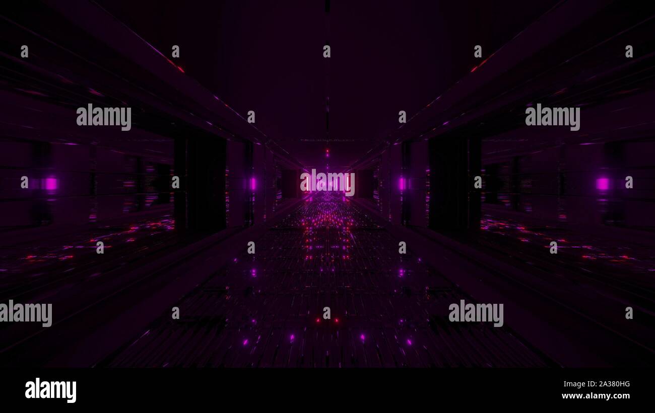 futuristic glowing sci-fi tunnel corridor with massiv nice reflections ...