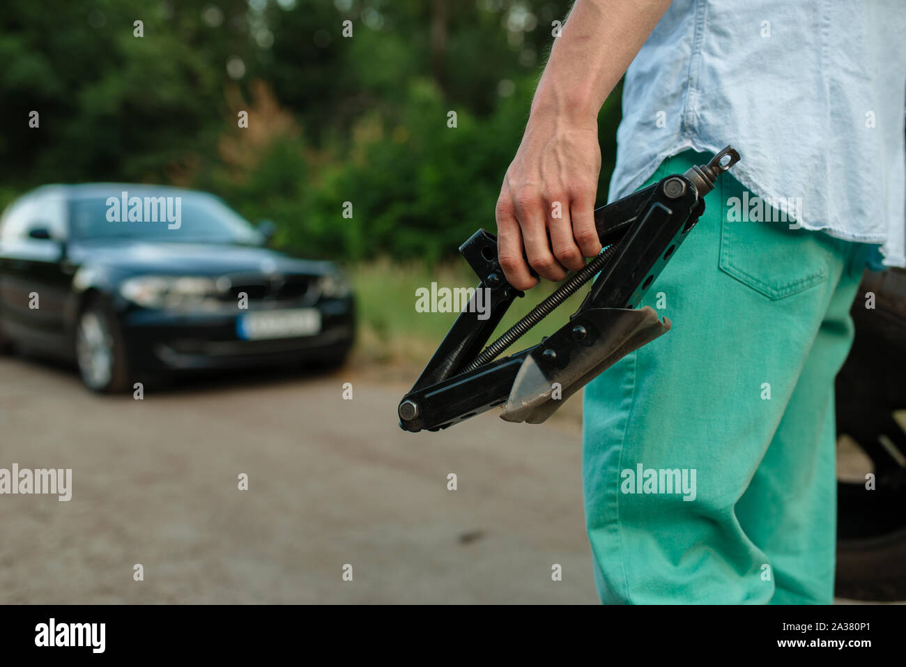 Person lift car engine hi-res stock photography and images - Alamy