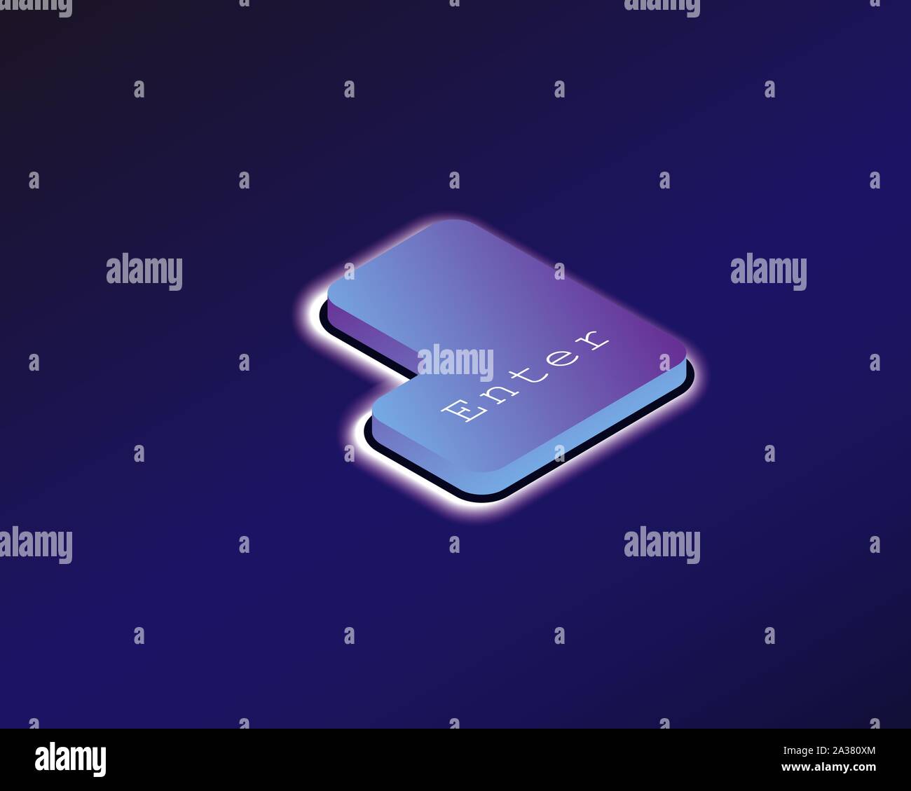 Enter. Covered with a neon backlit keyboard button. Software ...