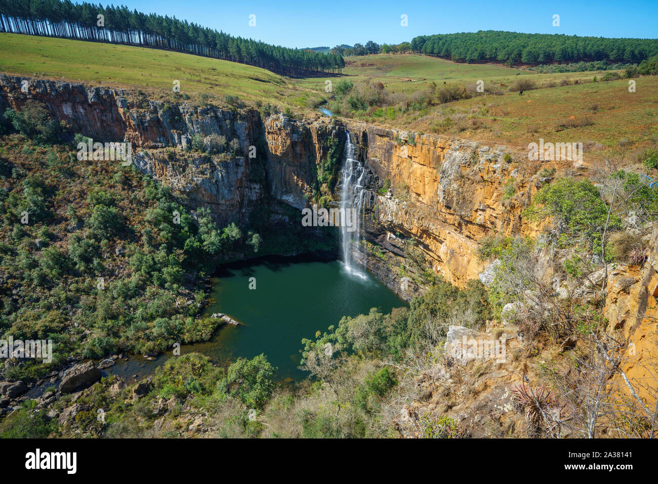 beautiful waterfall berlin falls at panorama route in mpumalanga, south ...