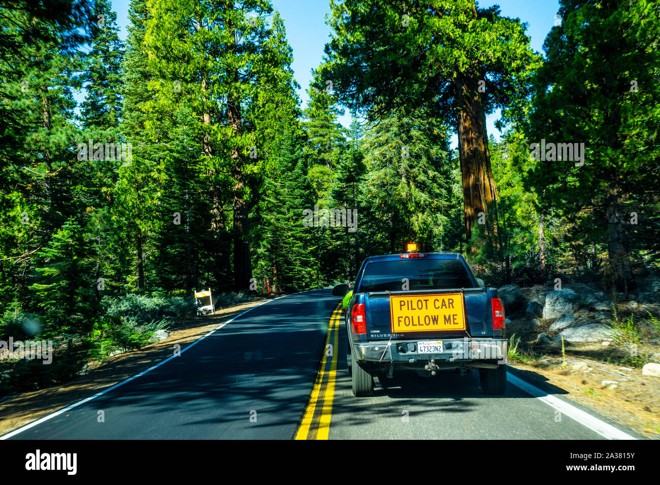 Road repaving in on Highway 108 Sonora Pass California Sierra Nevada ...