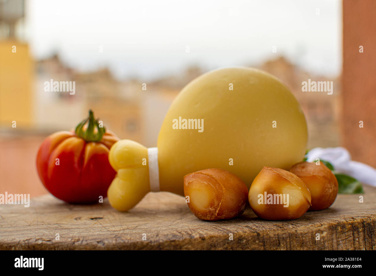 Cheese collection, Italian provolone caciocavallo aged and smoked ...