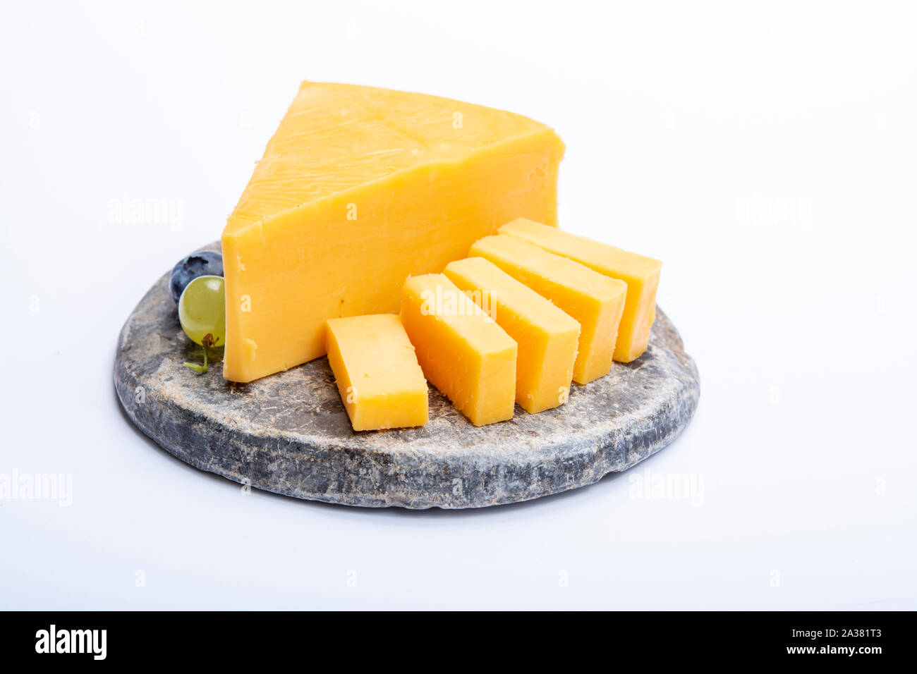 Cheddar cheese collection, piece of yellow Cheddar cheese made from cow ...