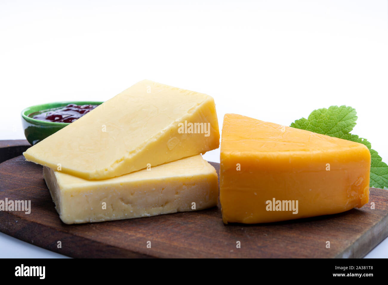 Cheddar cheese collection, variety of Cheddar cheese made from cow milk ...