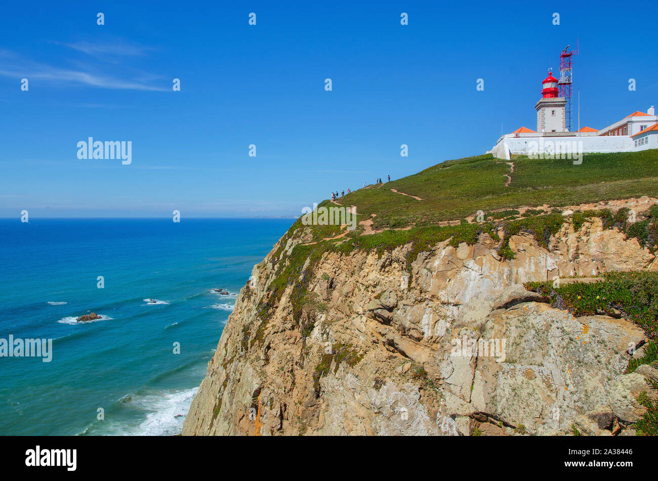 The red lighthouse in Cabo da Roca Cape Roca , the westernmost point of ...