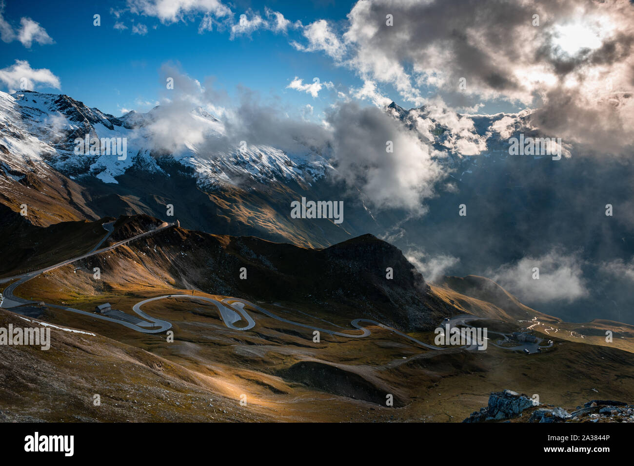 Curvy High Alpine Road in Dramatic Mountains Landscape, Grossglockner ...