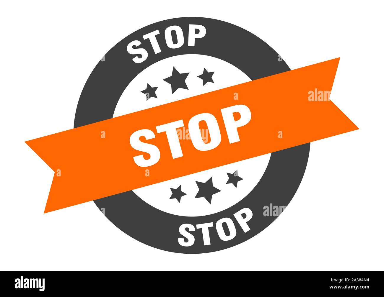 stop sign. stop orange-black round ribbon sticker Stock Vector Image ...
