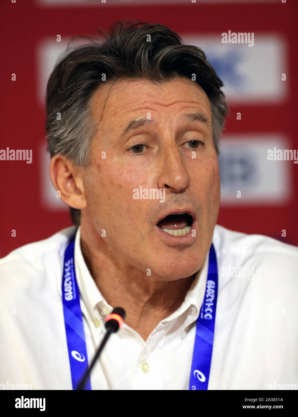 IAAF President Sebastian Coe during a press conference on day ten of ...