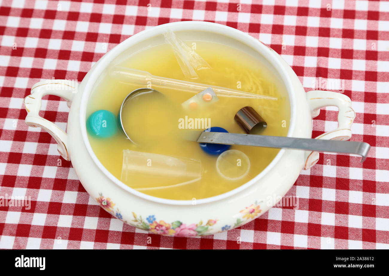 Plastic soup also known as garbage soup. (sea pollution and ...